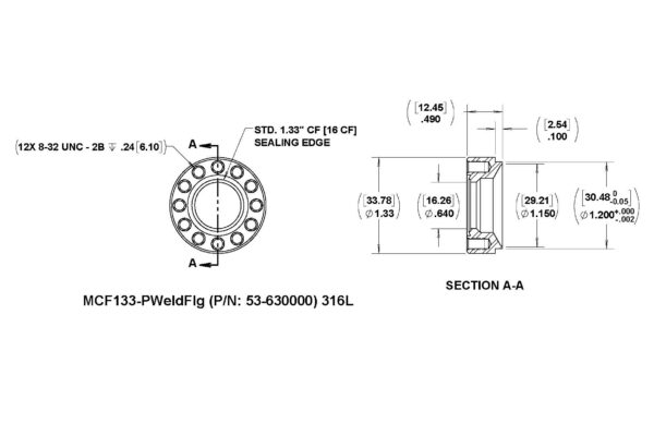 1 1/3 In. Conflat Perimeter Weld Flange